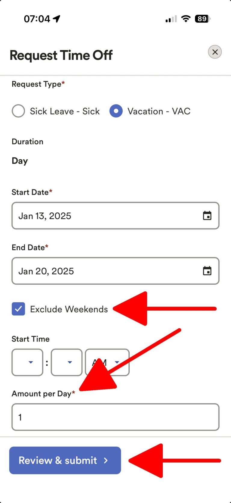 Requesting Vacation & Sick Time in ADP - The Round-Up Saloon and Dance Hall